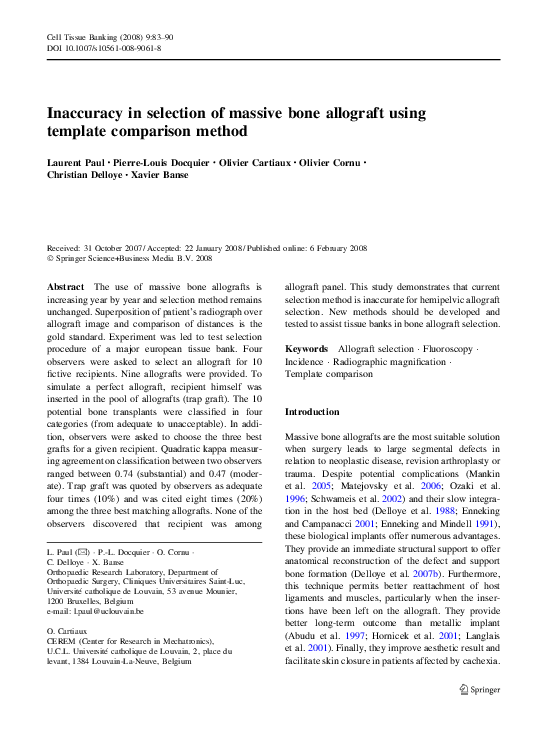 (PDF) Inaccuracy in selection of massive bone allograft using template ...