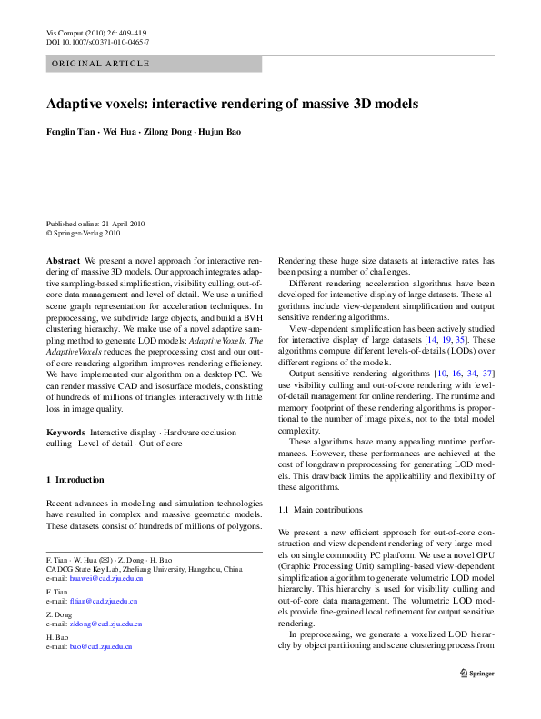(PDF) Adaptive voxels: interactive rendering of massive 3D models