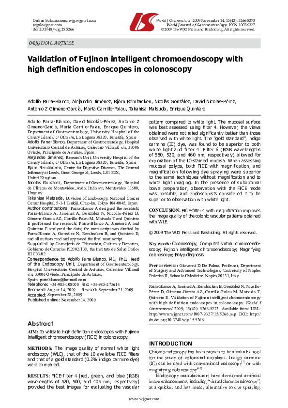 (PDF) Validation of Fujinon intelligent chromoendoscopy with high ...