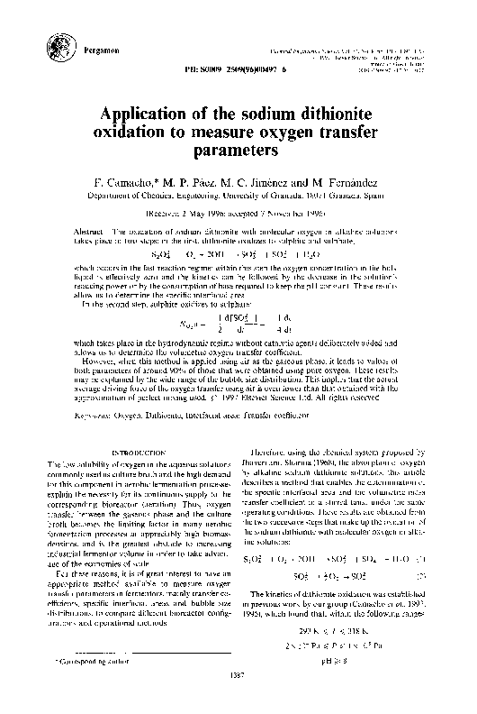 (PDF) Application of the sodium dithionite oxidation to measure oxygen ...
