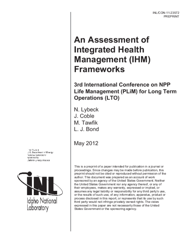 (PDF) An Assessment of Integrated Health Management (IHM) Frameworks