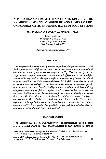 (PDF) APPLICATION of the WLF EQUATION to DESCRIBE the COMBINED EFFECTS ...