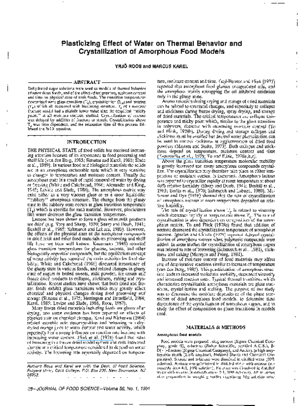 (PDF) Plasticizing Effect of Water on Thermal Behavior and ...