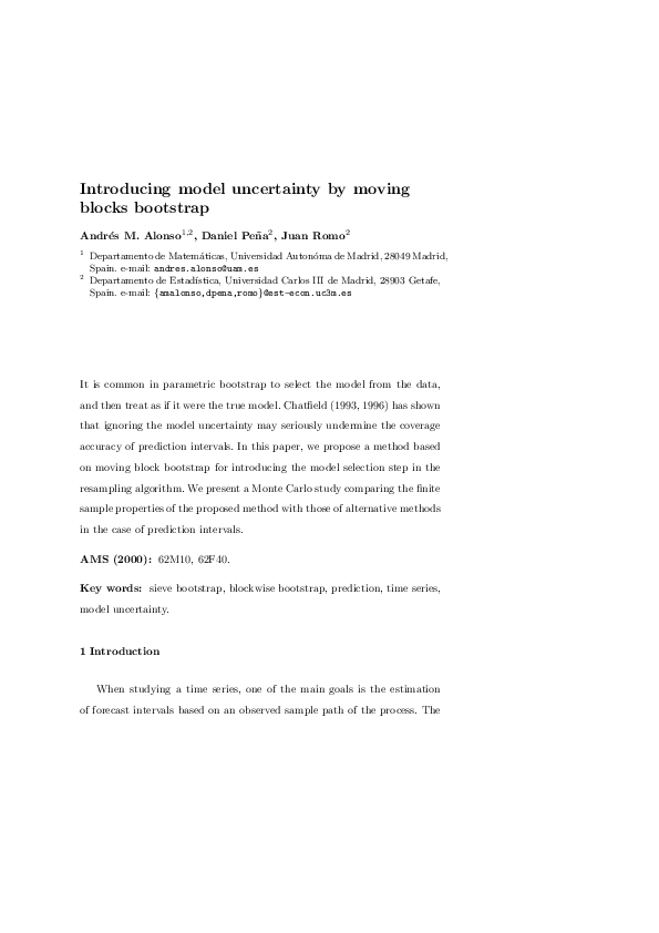 (PDF) Introducing model uncertainty by moving blocks bootstrap