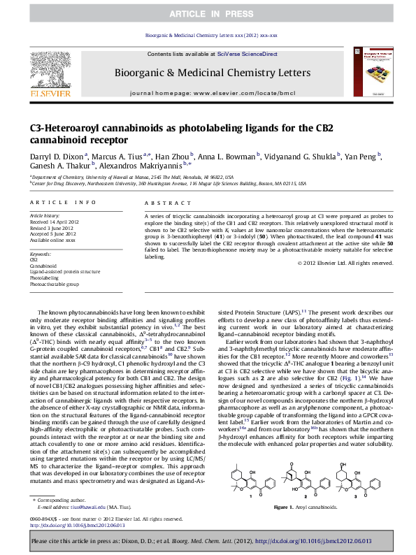 (PDF) C3-Heteroaroyl cannabinoids as photolabeling ligands for the CB2 ...