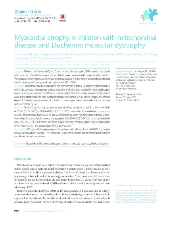 (PDF) Myocardial atrophy in children with mitochondrial disease and ...