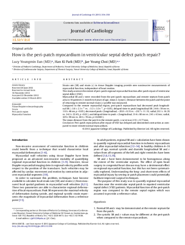 (PDF) How is the peri-patch myocardium in ventricular septal defect ...