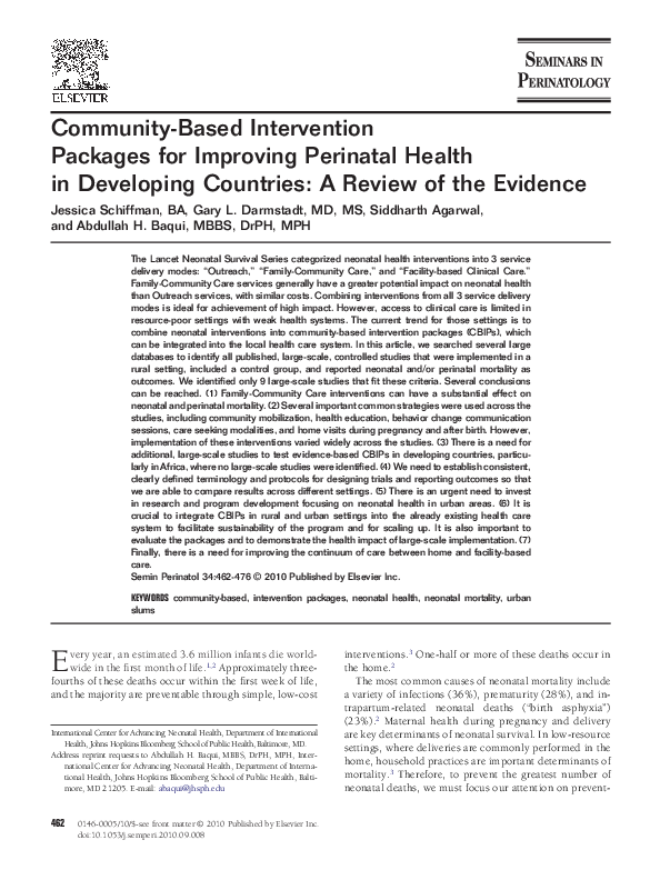(PDF) Community-based intervention packages for improving perinatal ...