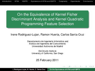 (PDF) On the equivalence of Kernel Fisher discriminant analysis and Kernel Quadratic Programming ...