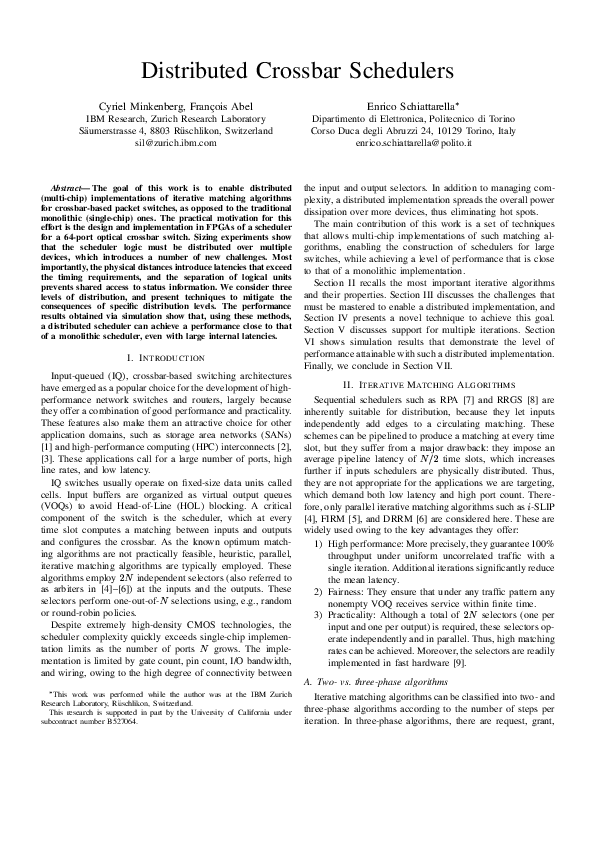 (PDF) Distributed crossbar schedulers | F. Abel - Academia.edu