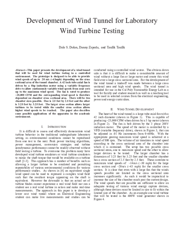 (PDF) Development of wind tunnel for laboratory wind turbine testing