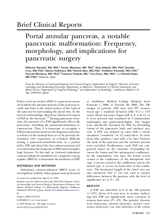 (PDF) Portal annular pancreas, a notable pancreatic malformation ...