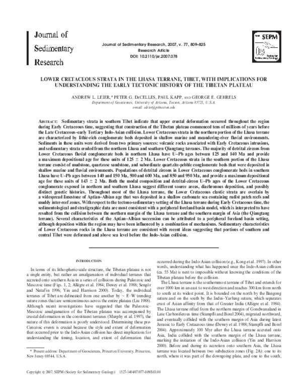 (PDF) Lower Cretaceous Strata in the Lhasa Terrane, Tibet, with ...