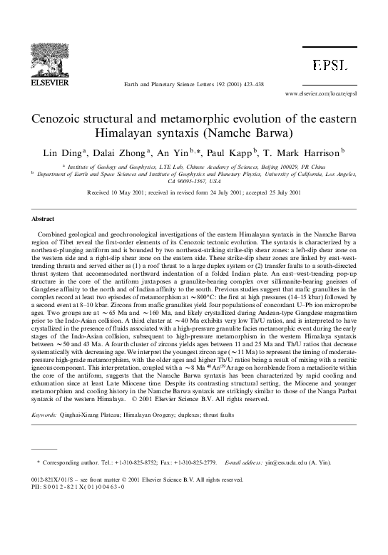(PDF) Cenozoic structural and metamorphic evolution of the eastern ...