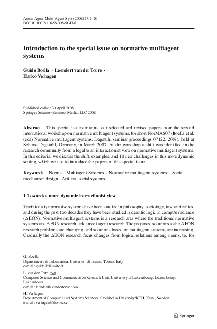 (PDF) Introduction to normative multiagent systems
