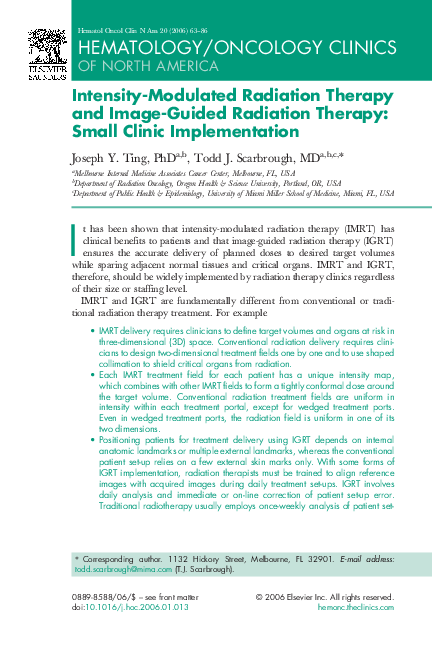 (PDF) Intensity-Modulated Radiation Therapy and Image-Guided Radiation ...