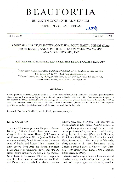 (PDF) A new species of Neanthes (Annelida, Polychaeta, Nereididae) from ...