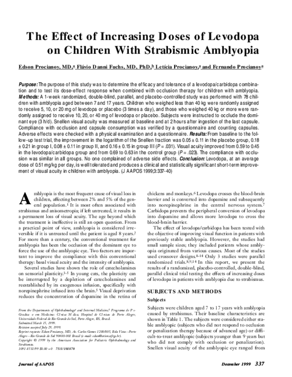 (PDF) Visual acuities and scotomas after 3 weeks' levodopa ...