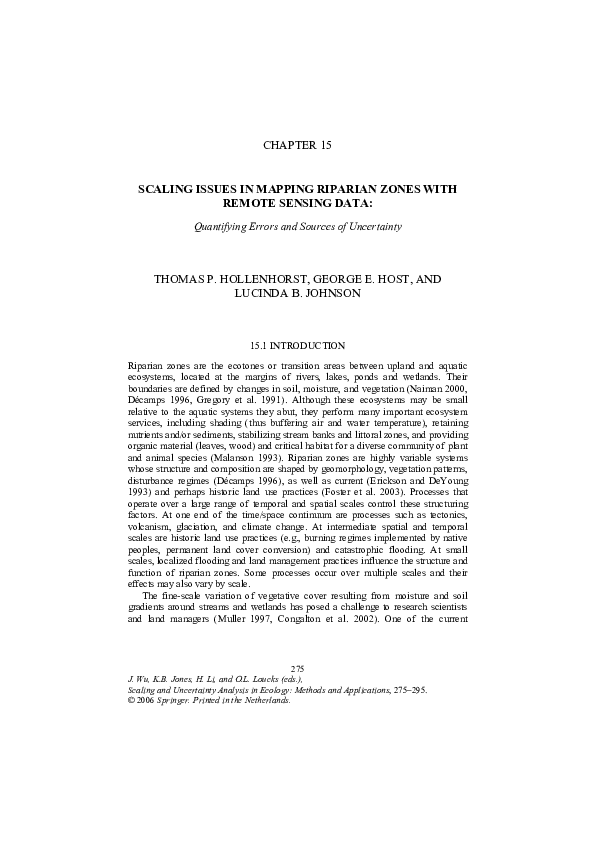 (PDF) SCALING ISSUES IN MAPPING RIPARIAN ZONES WITH REMOTE SENSING DATA: QUANTIFYING ERRORS AND ...