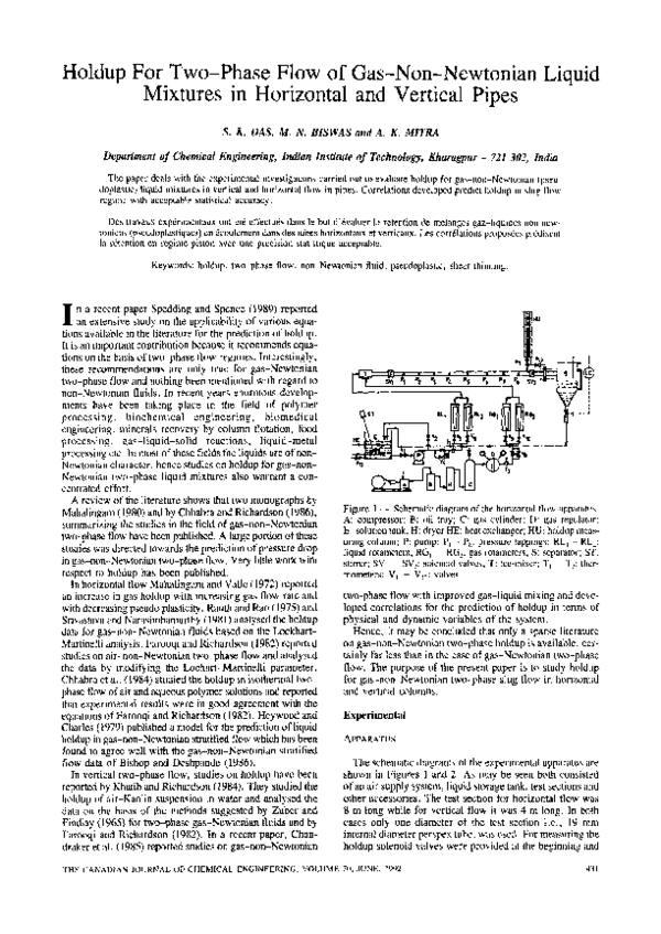 (PDF) Holdup for two-phase flow of gas-non-newtonian liquid mixtures in horizontal and vertical ...