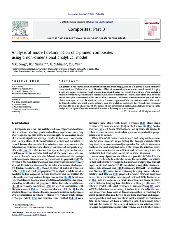 (PDF) Analysis of mode i delamination of z-pinned composites using a ...