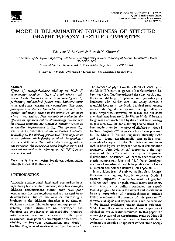 (PDF) Mode II delamination toughness of stitched graphite/epoxy textile ...