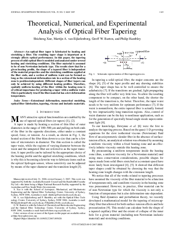 (PDF) Theoretical, Numerical, and Experimental Analysis of Optical ...