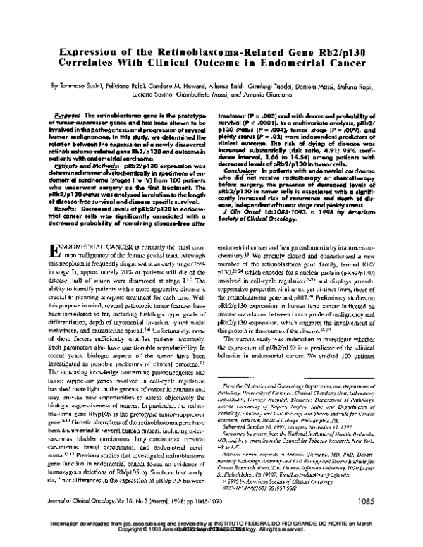 (PDF) Expression of the retinoblastoma-related gene Rb2/p130 is ...