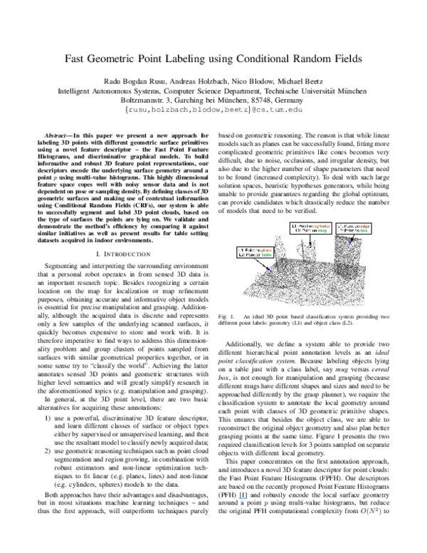 Pdf Fast Geometric Point Labeling Using Conditional Random Fields