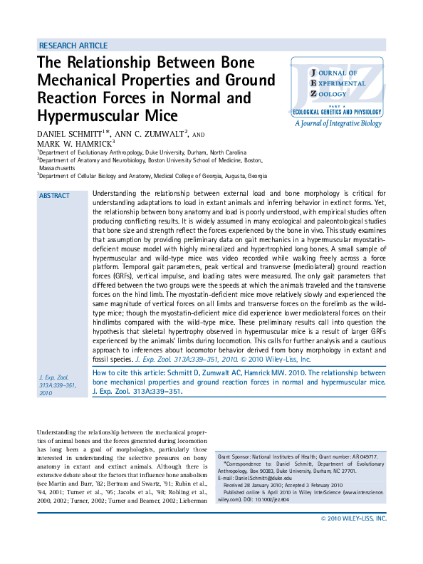 (PDF) The relationship between bone mechanical properties and ground ...