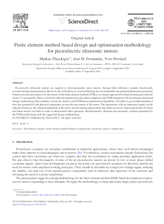 Pdf Finite Element Method Based Design And Optimisation Methodology