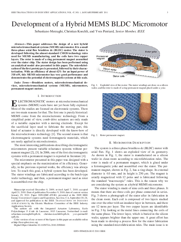 (PDF) Development of a Hybrid MEMS BLDC Micromotor