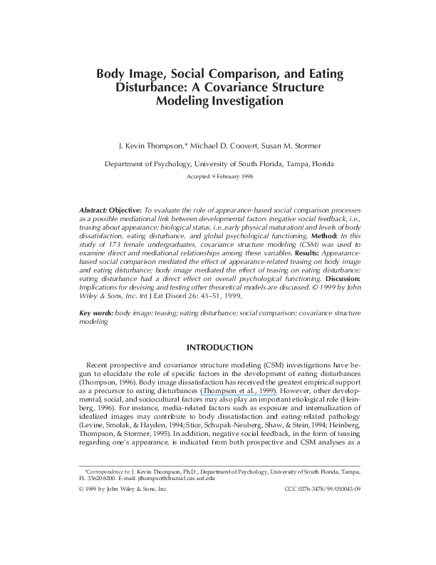 Pdf Body Image Social Comparison And Eating Disturbance A Covariance Structure Modeling