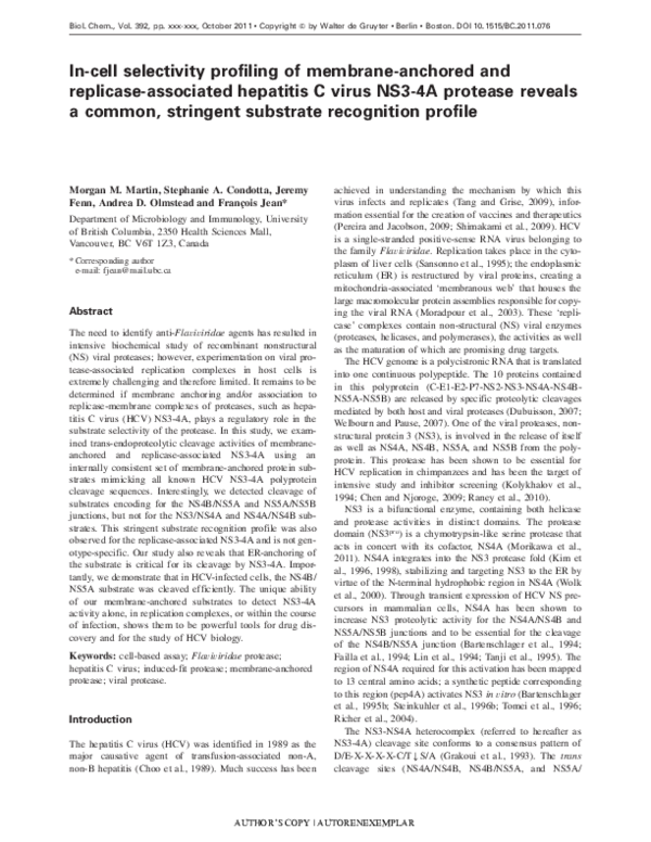 (PDF) In-cell selectivity profiling of membrane-anchored and replicase ...