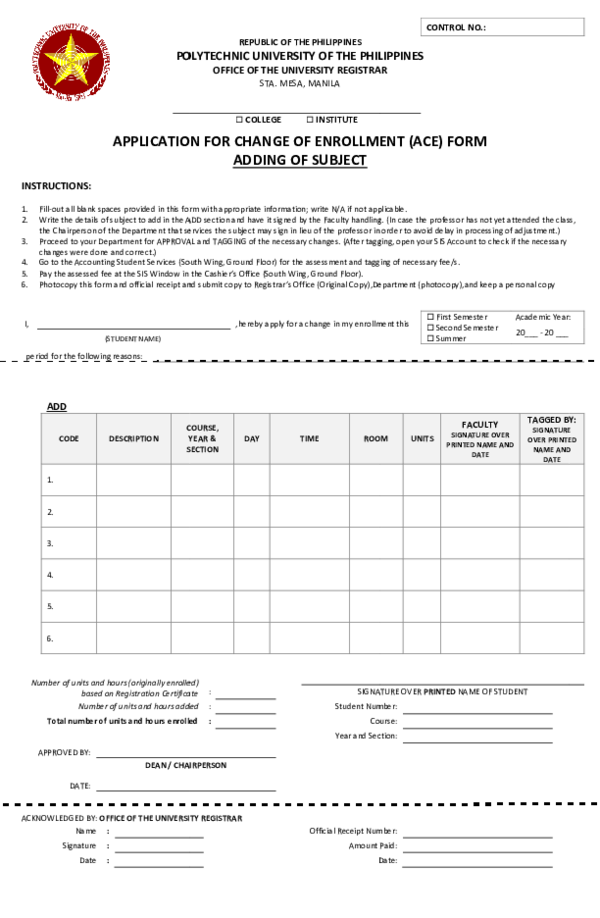 (PDF) POLYTECHNIC UNIVERSITY OF THE PHILIPPINES APPLICATION FOR CHANGE ...