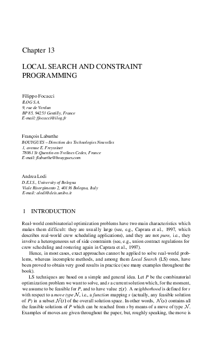 (PDF) Local Search and Constraint Programming