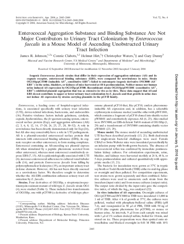 (PDF) Role of Enterococcus faecalis Surface Protein Esp in the ...