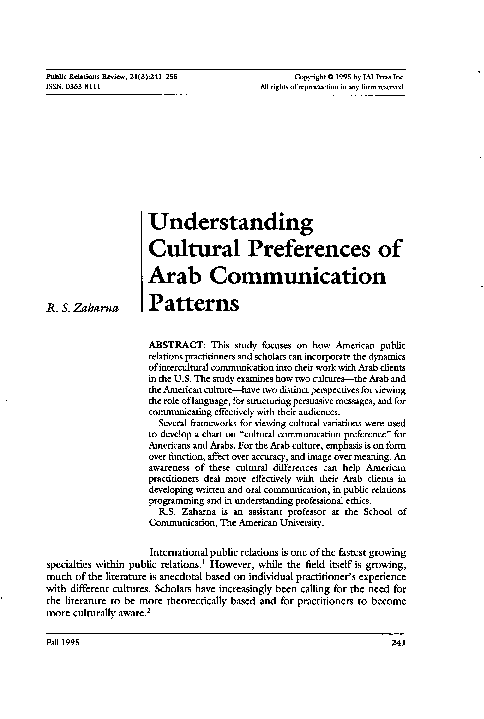 (PDF) "Understanding Cultural Preferences of Arab Communication ...