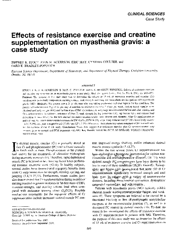 (PDF) Effects of resistance exercise and creatine supplementation on ...