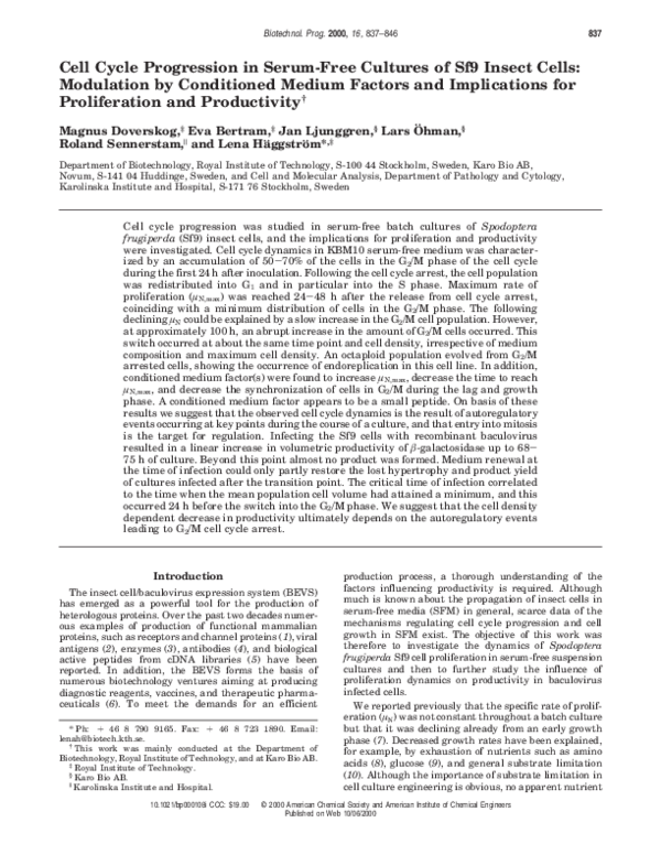 (PDF) Cell Cycle Progression in Serum-Free Cultures of Sf9 Insect Cells ...