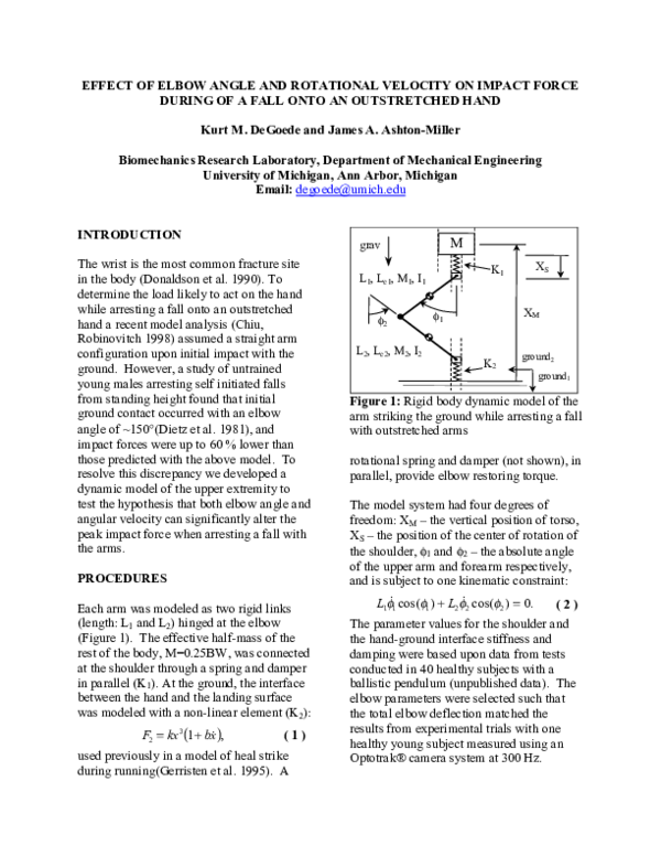 (PDF) EFFECT OF ELBOW ANGLE AND ROTATIONAL VELOCITY ON IMPACT FORCE ...