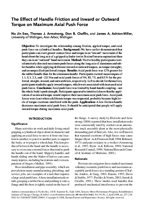 (PDF) The Effect of Handle Friction and Inward or Outward Torque on ...
