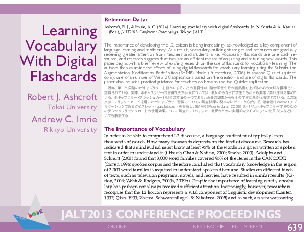 (PDF) Learning Vocabulary With Digital Flashcards The Importance of ...