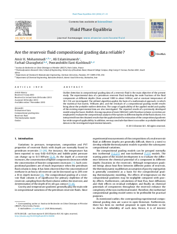 (PDF) Are the reservoir fluid compositional grading data reliable?