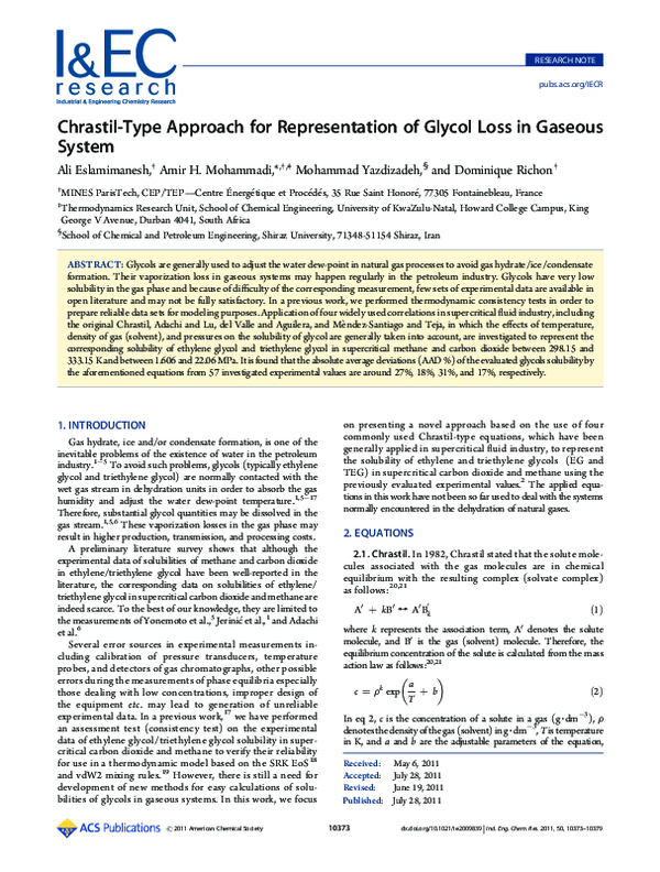 (PDF) Chrastil-Type Approach for Representation of Glycol Loss in ...