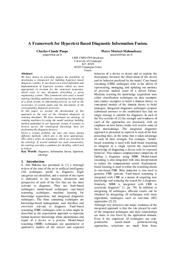 (PDF) A Framework for Hypertext Based Diagnostic Information Fusion | Pierre Morizet-mahoudeaux ...