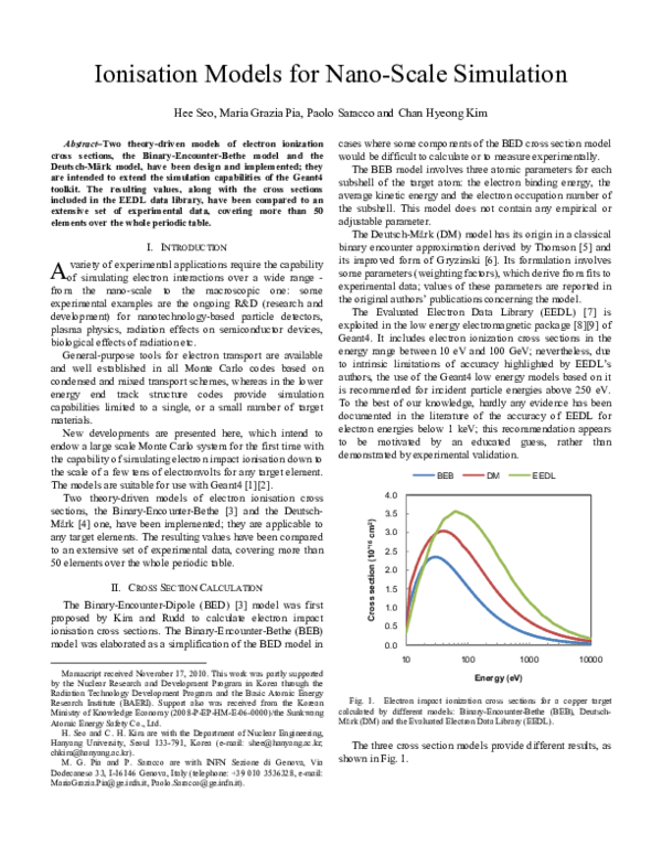 (PDF) Design, development and validation of electron ionisation models for nano-scale simulation ...