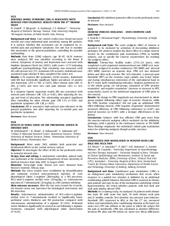 (PDF) S126 CONDITIONED PAIN MODULATION IN PATIENTS WITH LOW BACK AND ...