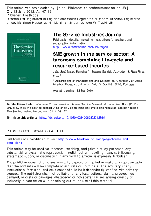 (PDF) SME growth in the service sector: A taxonomy combining life-cycle ...