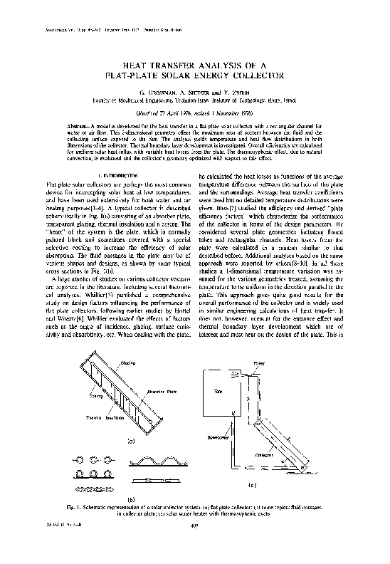 (PDF) Heat transfer analysis of a flat-plate solar energy collector